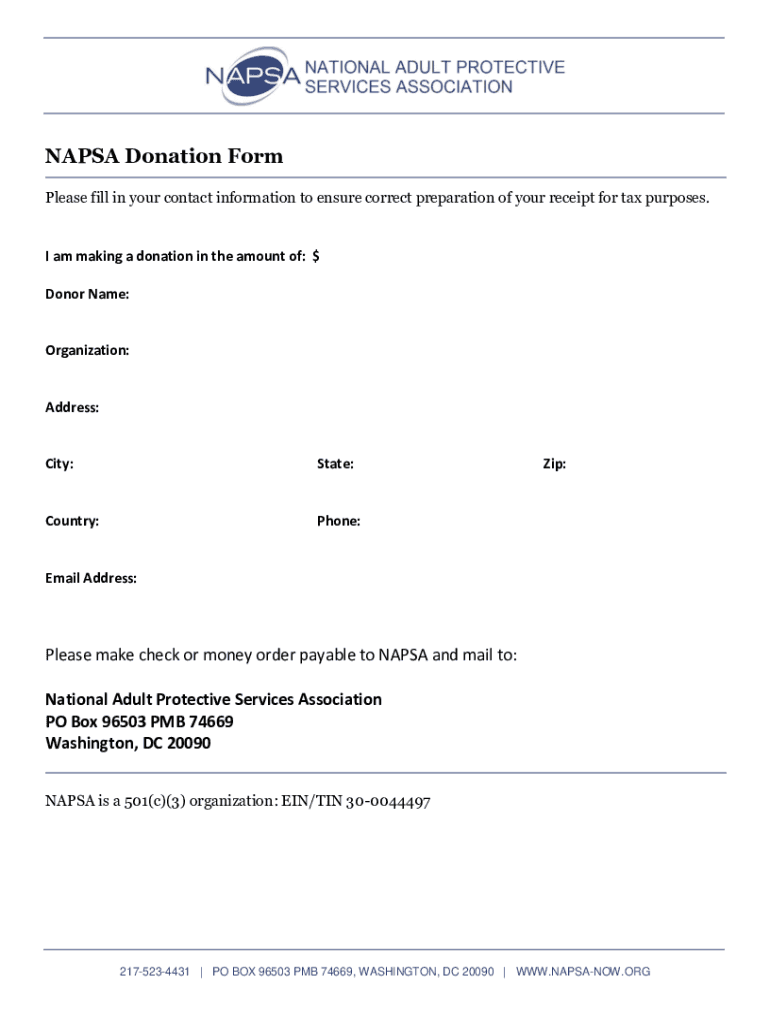 Fillable Online NAPSA Donation Form Fax Email Print - pdfFiller