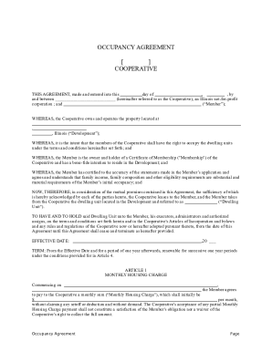 Fillable Online Sample Occupancy Agreement Fax Email Print - pdfFiller