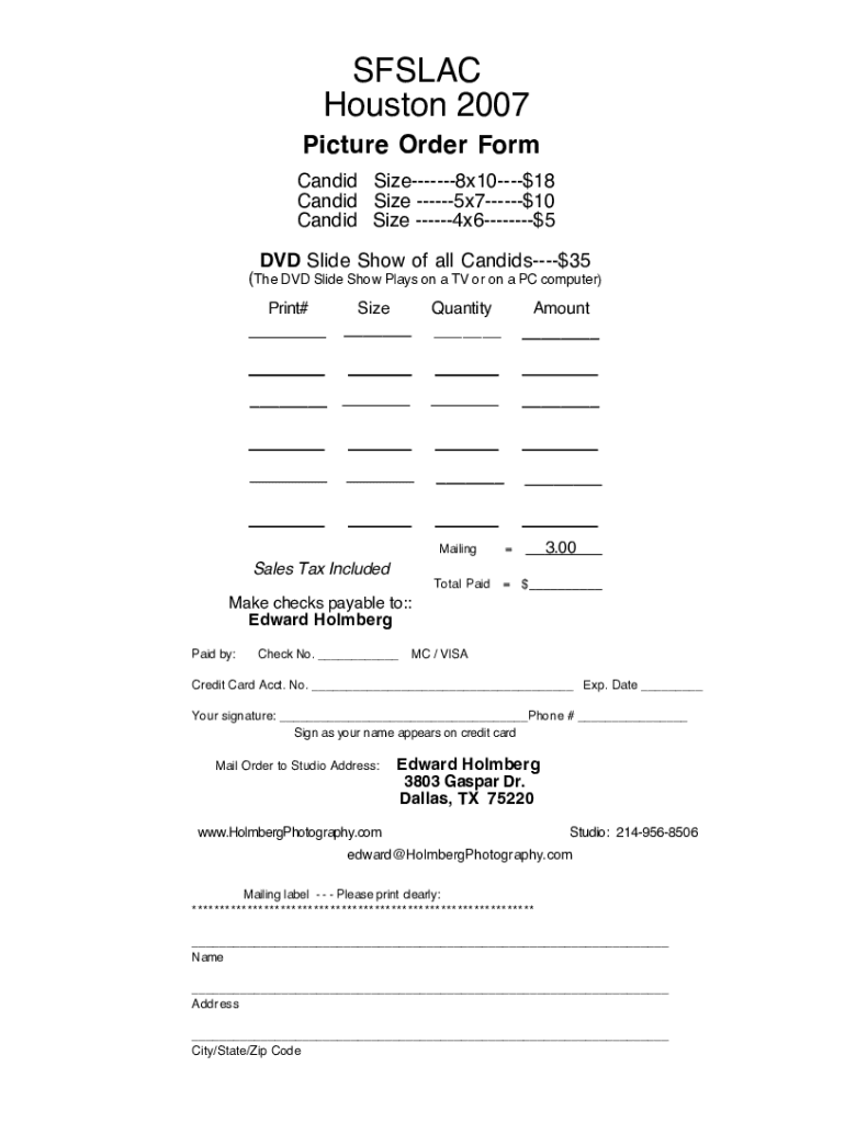 Fillable Online SFSLAC On Line Order Form.cwk Fax Email Print - pdfFiller