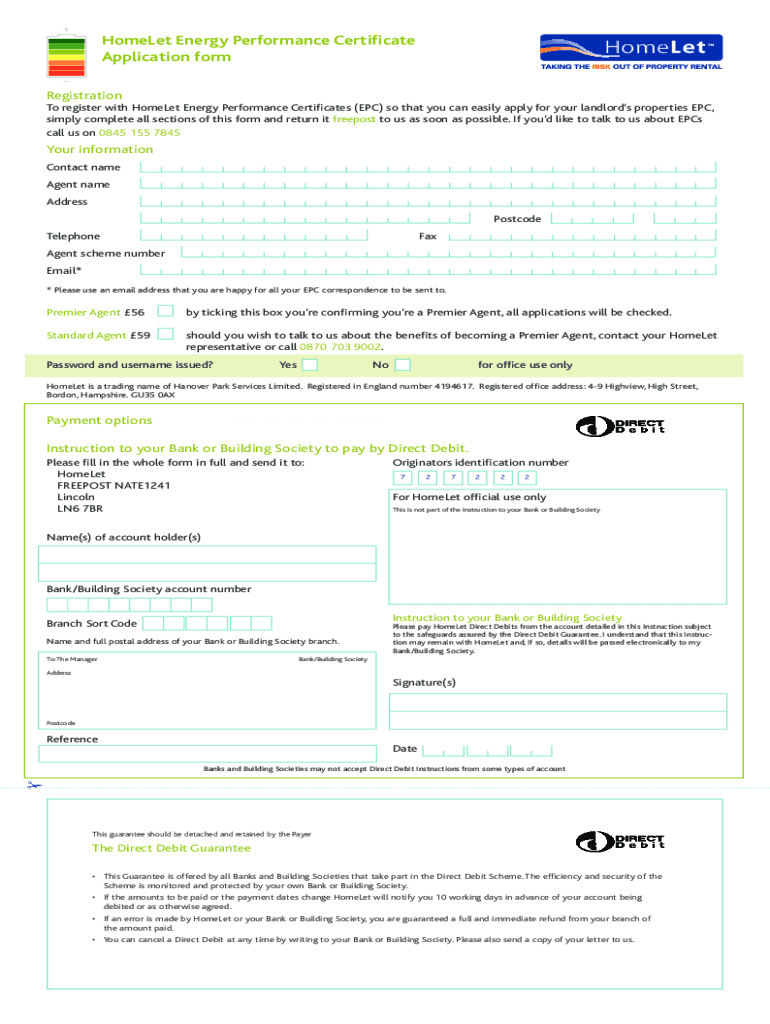 Fillable Online HomeLet Energy Performance Certificate Fax Email Print ...