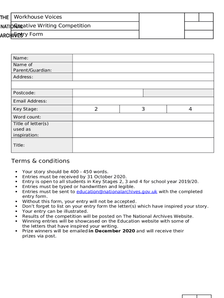 Workhouse Voices Creative Writing Competition. Creative Writing ...