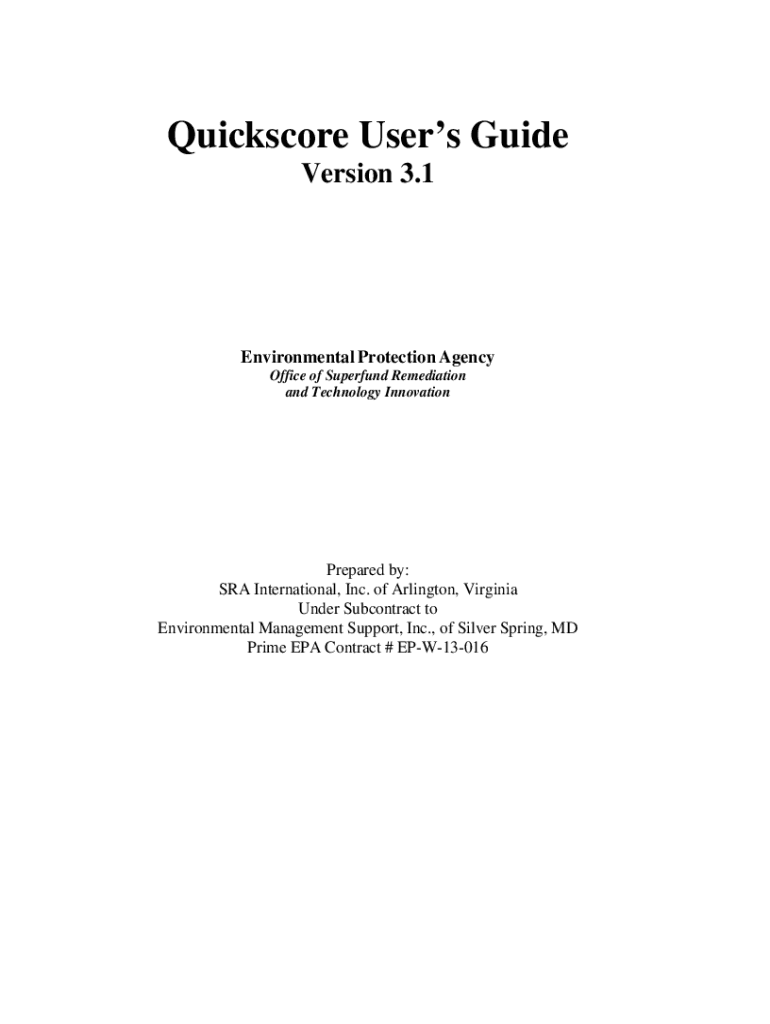 Fillable Online Quickscore Users Guide - Version 3.1. User guide for ...