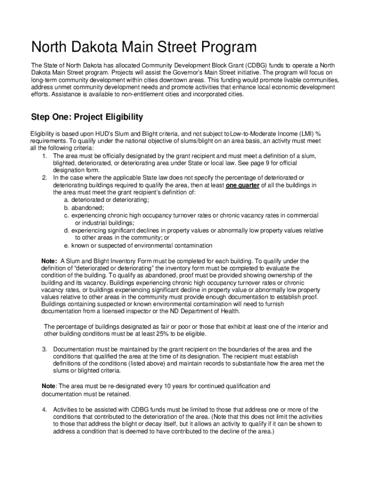 Fillable Online North Dakota Main Street Program Fax Email Print - pdfFiller