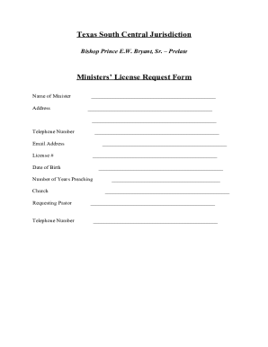 Fillable Online Ministers License Request Form Fax Email Print - pdfFiller