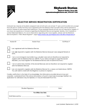 Fillable Online Selective Service Registration Certification Form ...