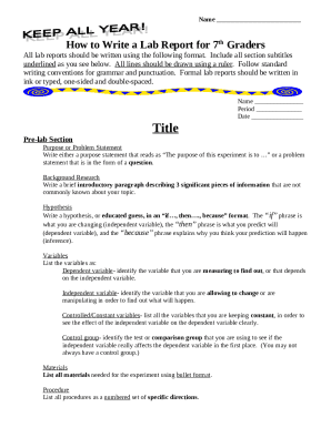 How to Write a Lab Report for 6th Graders Doc Template | pdfFiller