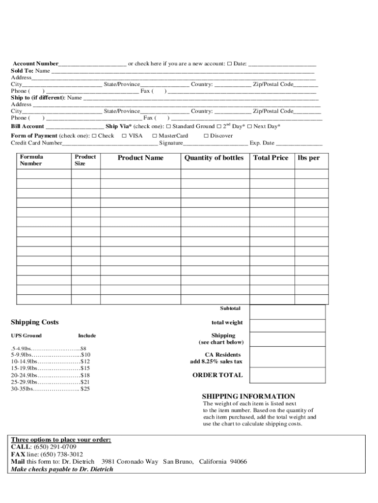 Fillable Online Order Form Website Fax Email Print - pdfFiller