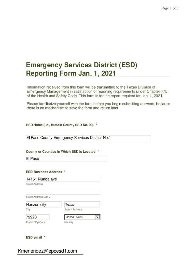 Fillable Online olympus soc texas Emergency Services District (ESD ...