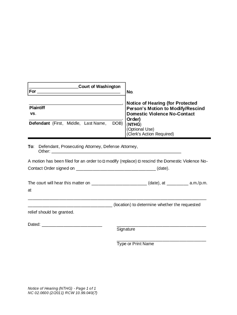 Notice of Hearing (for Protected Persons Motion to Modify/Rescind ...