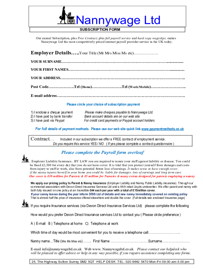 Fillable Online AA1 Brochure page 15 Subscription Form Fax Email Print ...