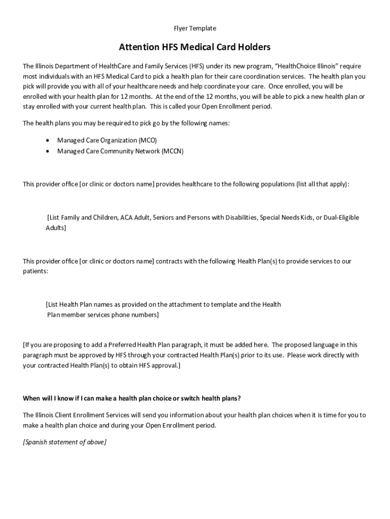 Fillable Online Flyer Template Attention HFS Medical Card and ... - Illinois Fax Email Print ...