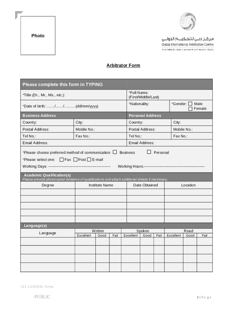 Arbitration Application - DIAC Doc Template | pdfFiller