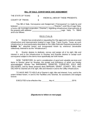 Fillable Online BILL OF SALE, CONVEYANCE AND ASSIGNMENT Fax Email Print ...