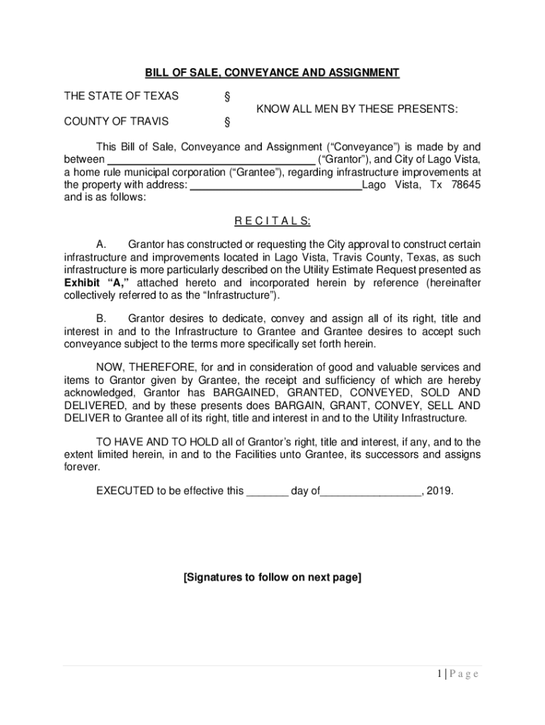 Fillable Online BILL OF SALE, CONVEYANCE AND ASSIGNMENT Fax Email Print ...