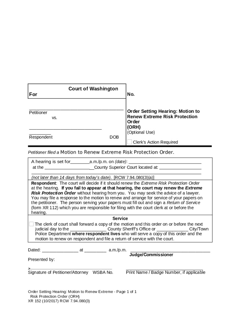 Order Setting Hearing: Motion to Renew Extreme Risk Protection Order ...