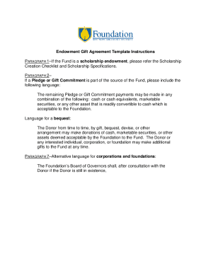 Fillable Online Endowment Gift Agreement Template Instructions Fax ...
