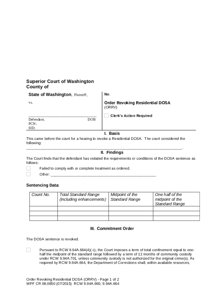 residential dosa washington state Doc Template | pdfFiller