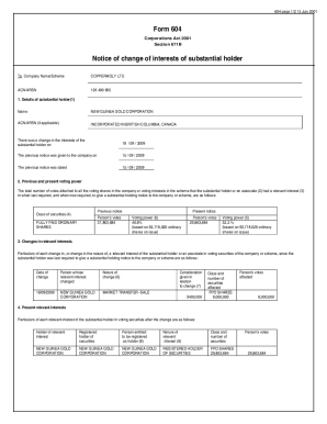 Fillable Online ASIC Form 604 substantial sh change NGG 21Sep09.rtf Fax ...