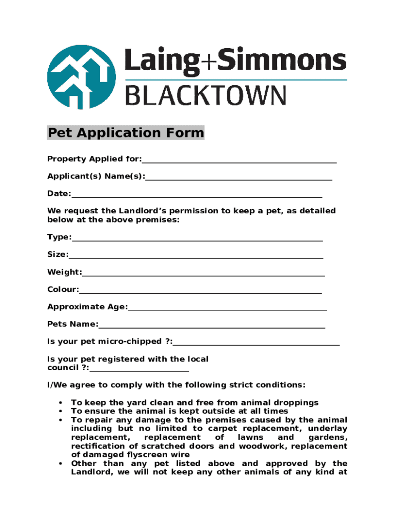 We request the Landlords permission to keep a pet, as detailed below at ...