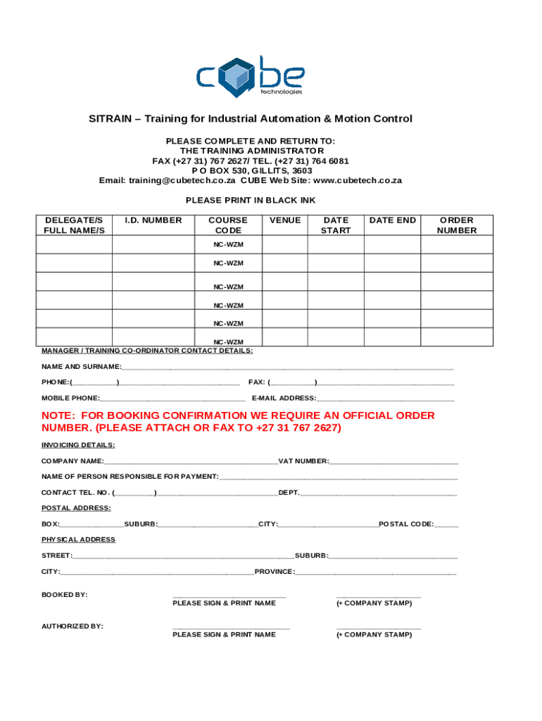 SITRAIN - Training for Industrial Automation & Motion Control Doc Template | pdfFiller
