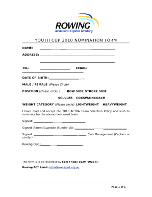 ROWING ACT Doc Template | pdfFiller