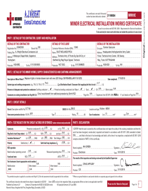 Fillable Online MINOR ELECTRICAL INSTALLATION WORKS CERTIFICATE Fax ...