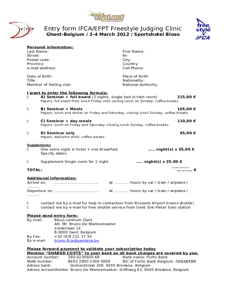 Entry IFCA/EFPT Freestyle Judging Clinic Doc Template | pdfFiller