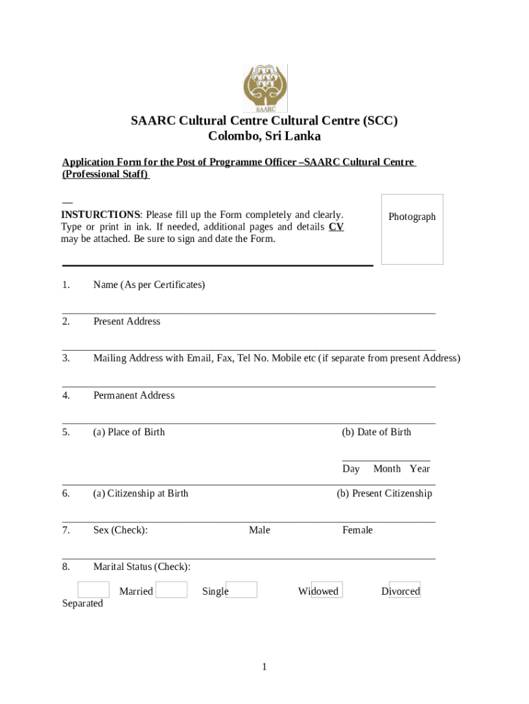 SAARC Cultural Centre Cultural Centre (SCC) Doc Template | pdfFiller