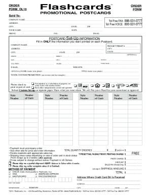 Fillable Online ORDER Flashcards ORDER FORM Fax Email Print - pdfFiller