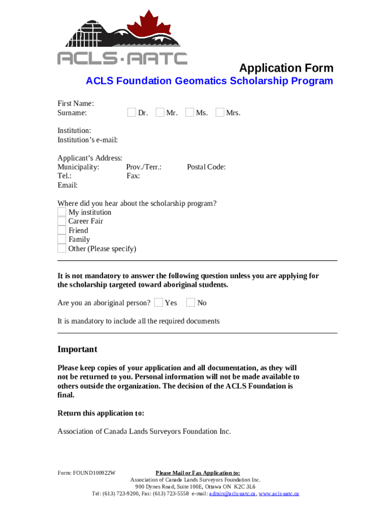 Application - ACLS-AATC Canada Doc Template | pdfFiller