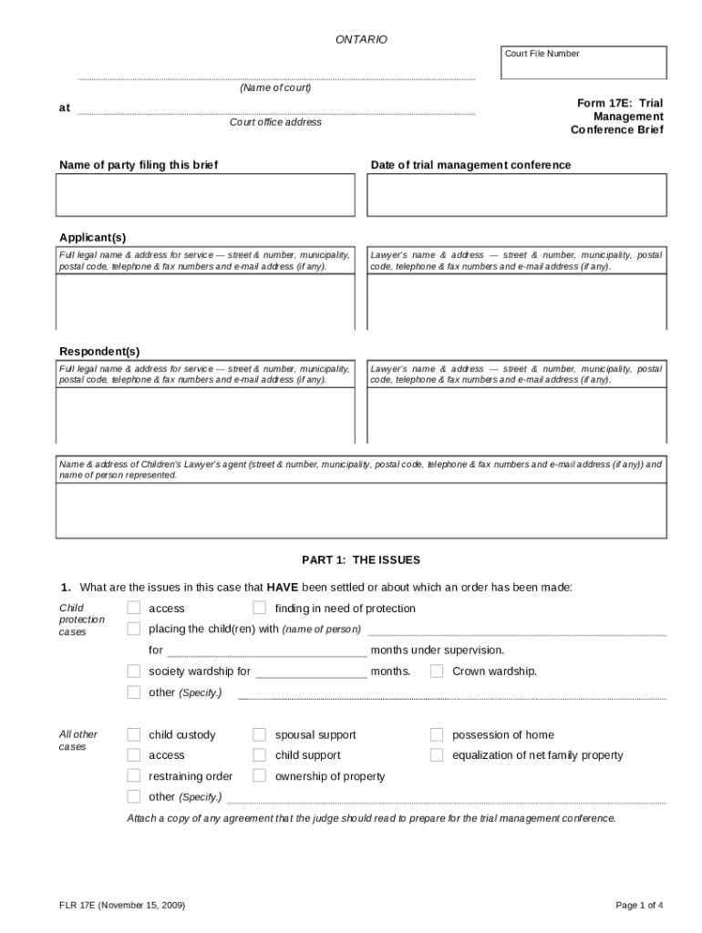 FLR 17E. Trial Management Conference Brief Doc Template | pdfFiller