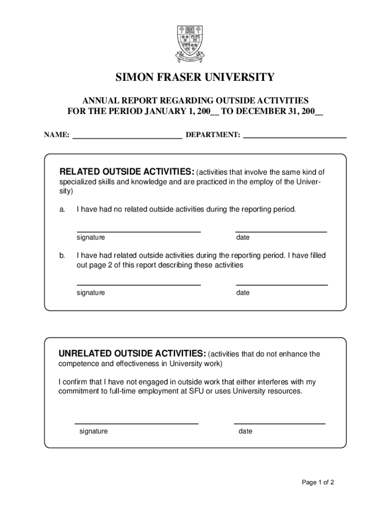 Fillable Online Outside Activities - form. Outside Activities - form ...