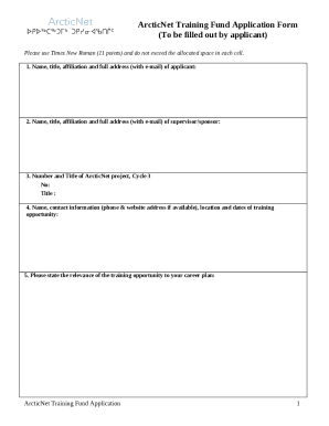 Fieldwork Safety Training Fund Application (To be ... Doc Template ...