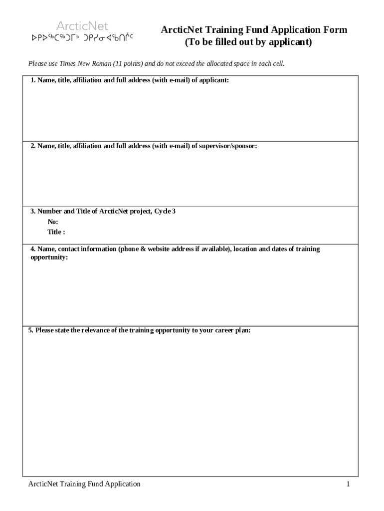 Fieldwork Safety Training Fund Application (To be ... Doc Template ...