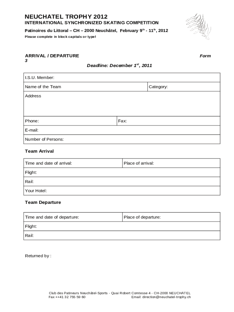 Arrival / Departure 3 Doc Template | pdfFiller