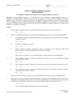 Fillable Online UCAA Corporate Amendments Application Form 8. Uniform Certificate of Authority ...