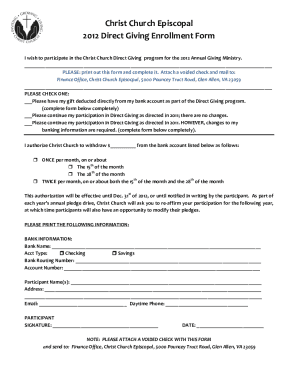 Fillable Online 2012 Direct Giving Enrollment Form Fax Email Print ...