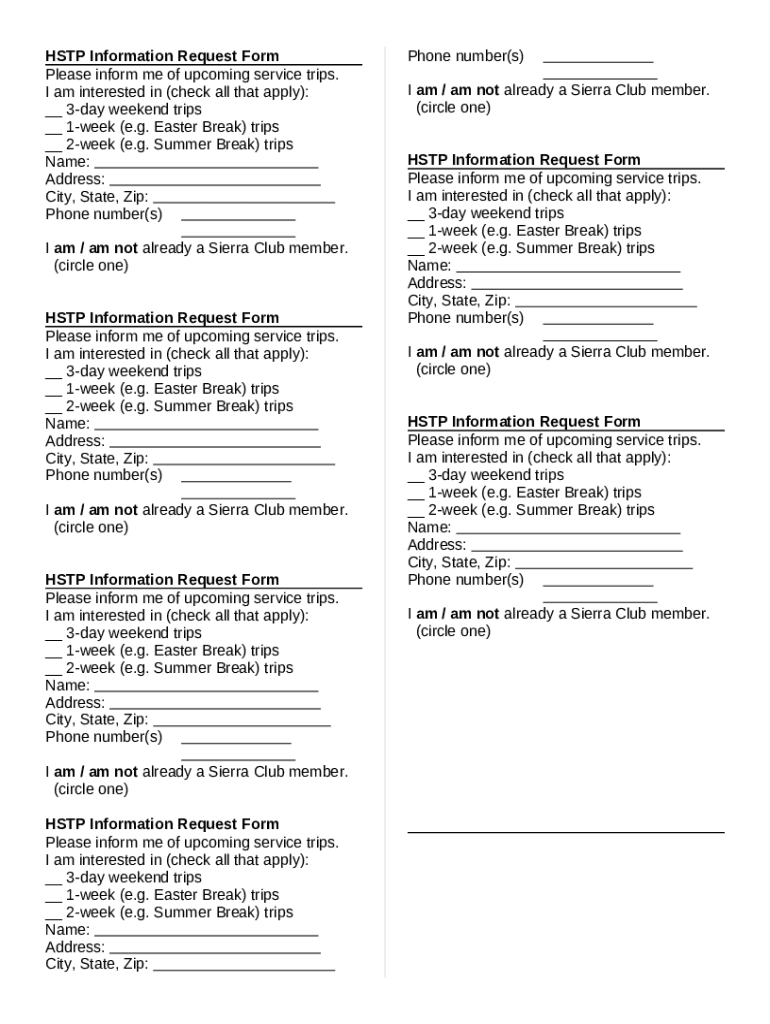 HSTP Ination Request Doc Template | pdfFiller
