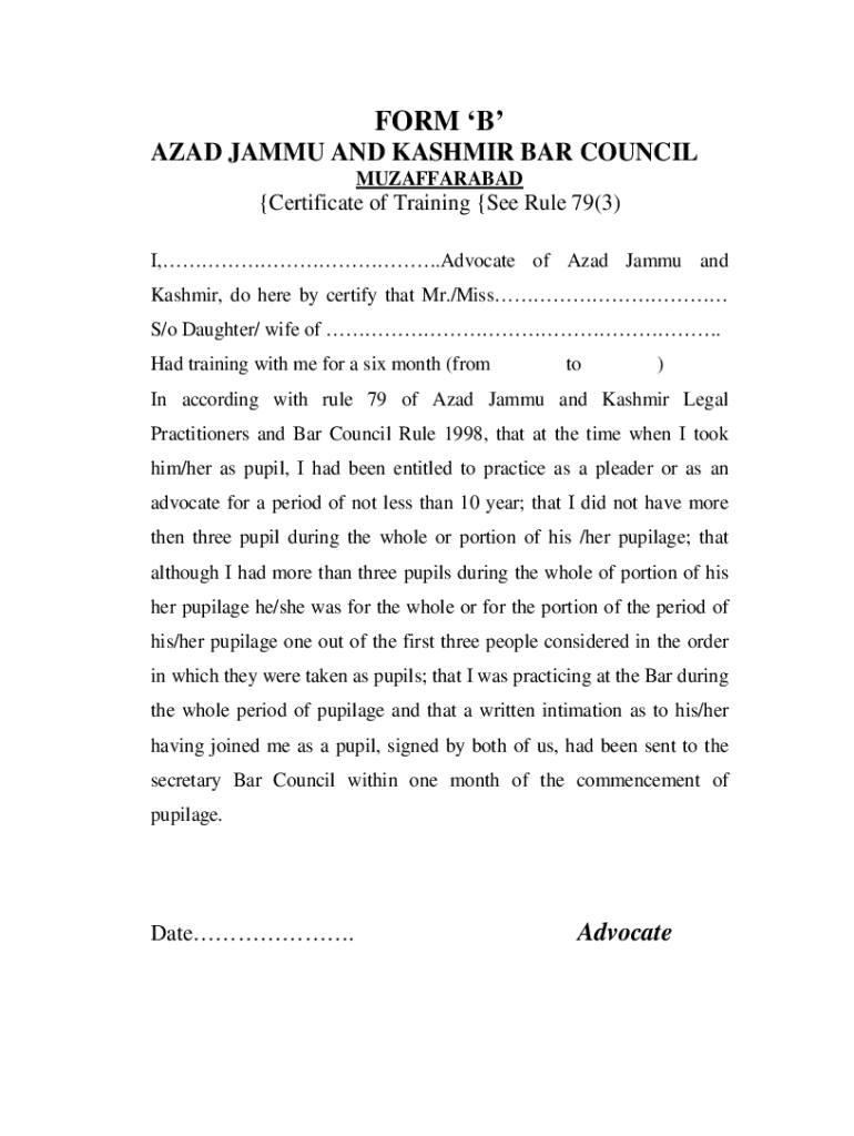 Fillable Online Form B Certificate of Training.doc Fax Email Print ...