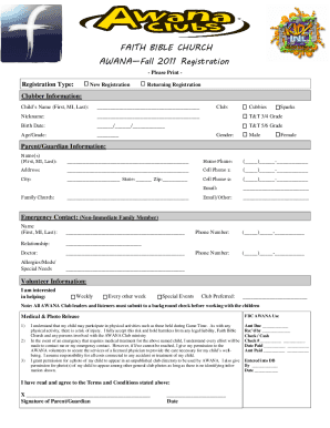 Fillable Online FBC Awana Registration Form v2.pub Fax Email Print ...