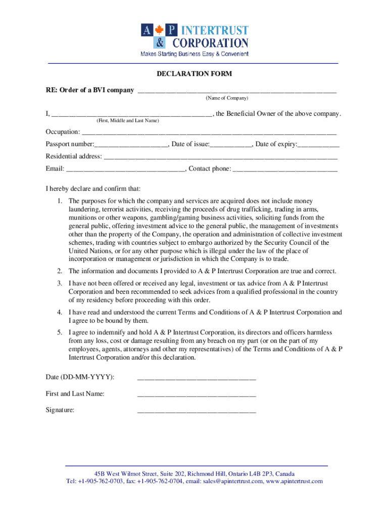 Fillable Online RE: Order of a BVI company Fax Email Print - pdfFiller