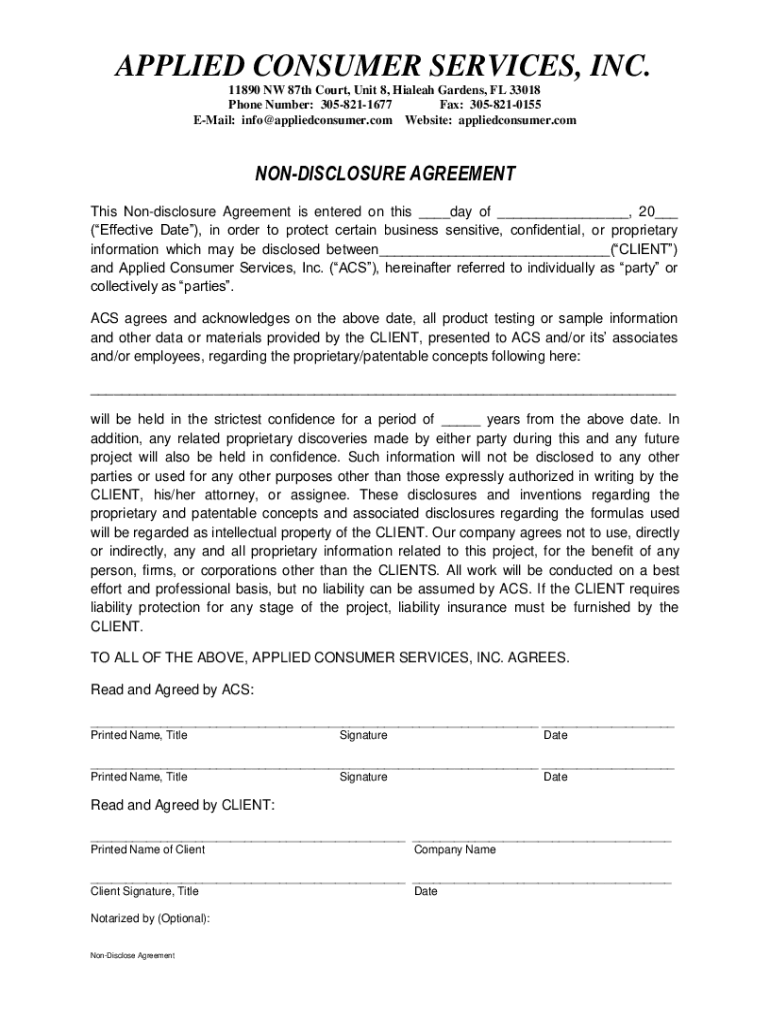 Fillable Online APPLIED CONSUMER SERVICES, INC Fax Email Print - pdfFiller