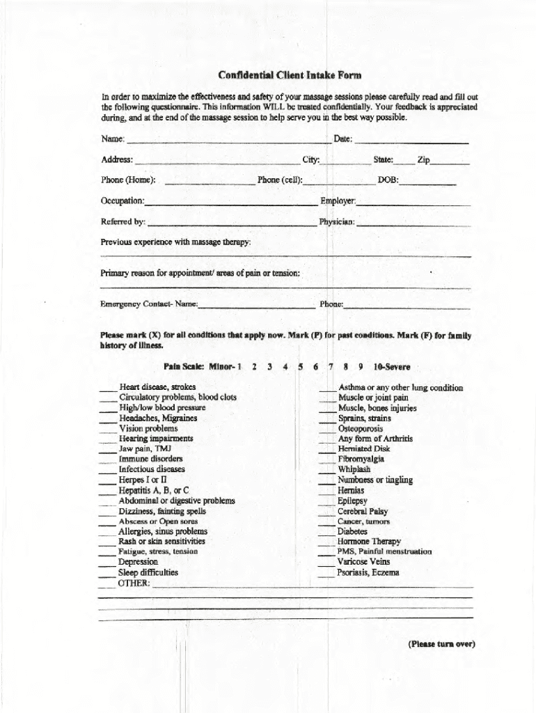 Fillable Online CONFIDENTIAL CLIENT INTAKE FORM clearly. Thank you. Fax ...