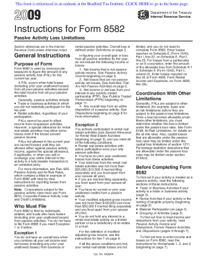 Fillable Online 2009 Instruction 8582. Instructions for Form 8582 ...