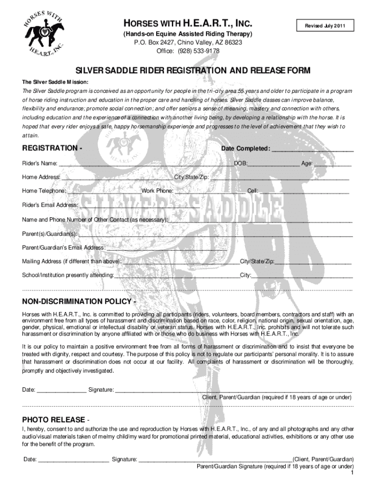 Fillable Online 7.6.11HwH+Silver+Saddle+RIDER+REGISTRATION+FORM+Hero.doc Fax Email Print - pdfFiller