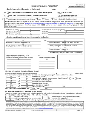 Fillable Online Income Withholding for Support - Sample numbered form ...