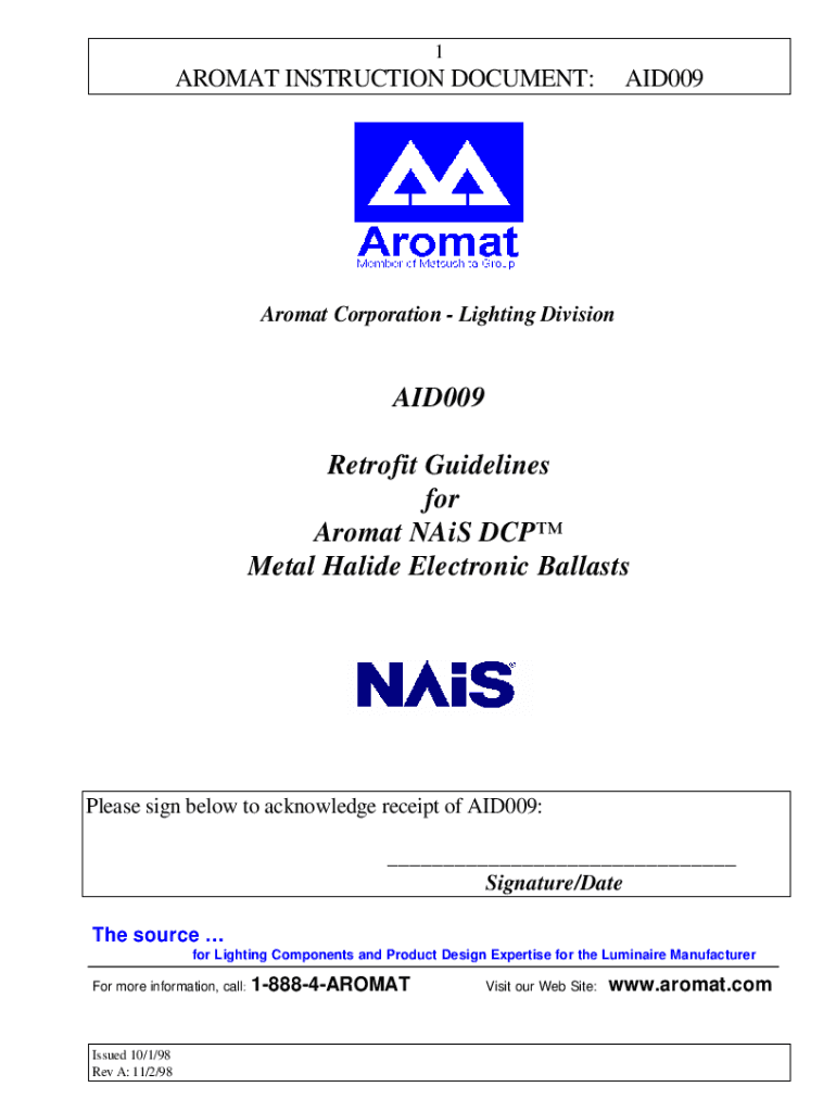 Fillable Online AID009 - Retrofit Guidelines for Aromat NAiS DCPtm ...