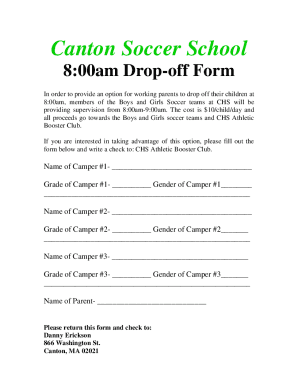 Fillable Online 8 am drop-off form Fax Email Print - pdfFiller