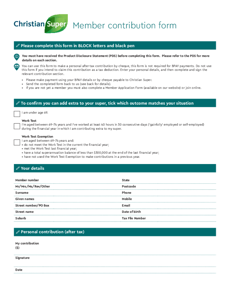 Fillable Online Member contribution form Fax Email Print - pdfFiller