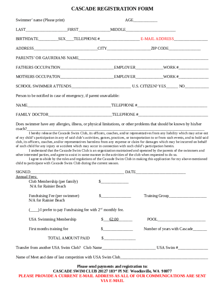 Patient Registration - Cascade Internal Medicine Doc Template | pdfFiller